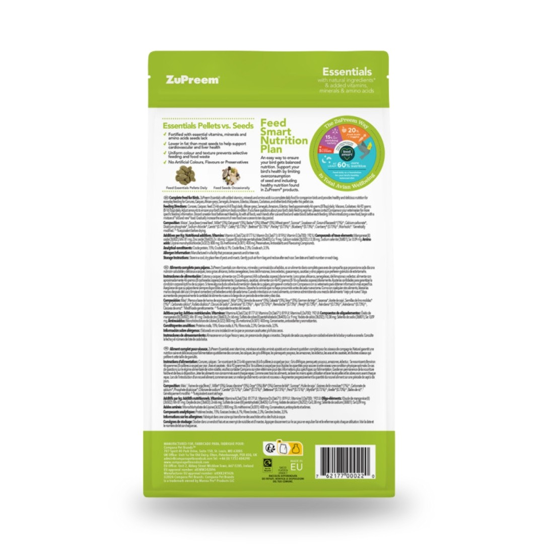 Aliment ZUPREEM ESSENTIALS BREEDER pour oiseaux de taille moyenne, 7,5 ...