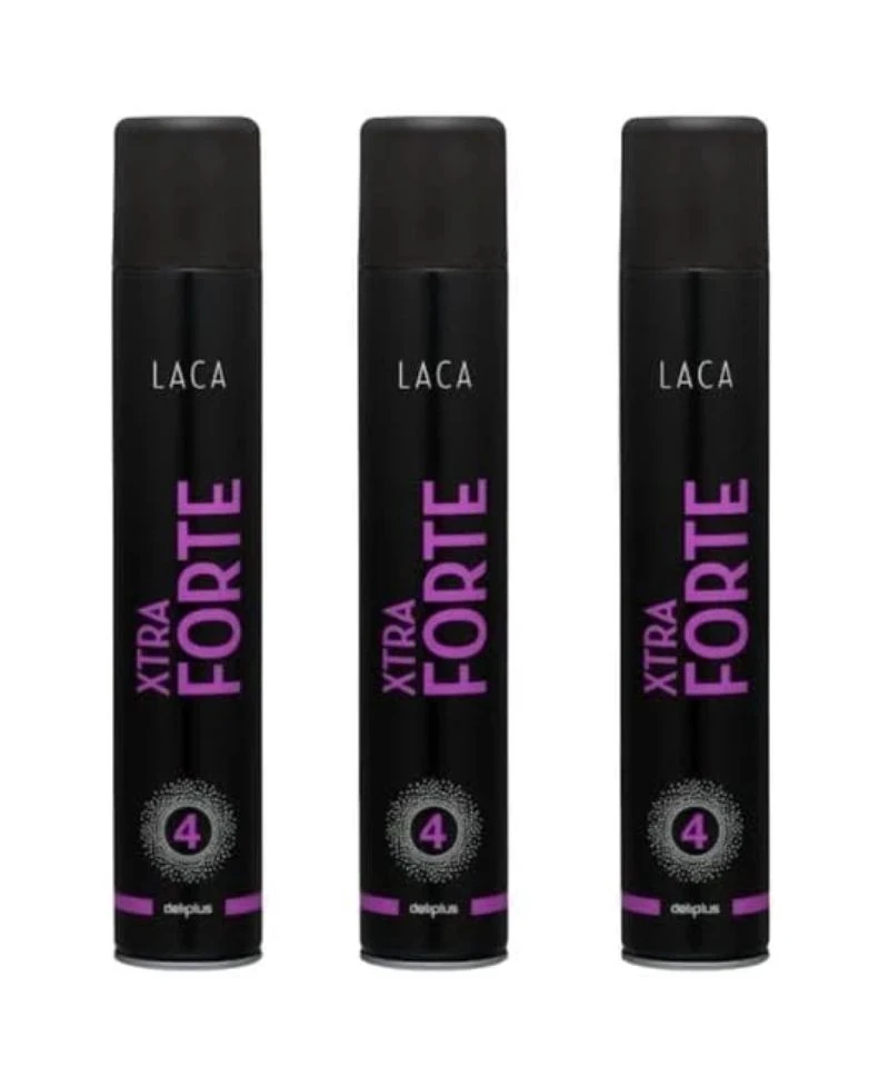 LACA Xtra Forte Laca Cabello Fijación 4, Tamaño Viaje, 3 Unidades